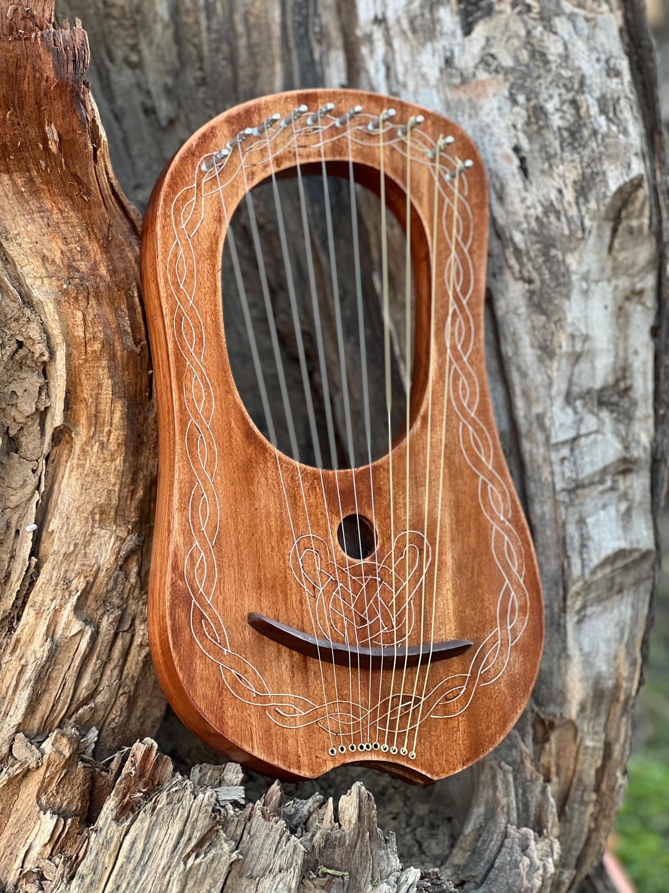 Rosewood Lyre Harp 10 Strings Piping Design Lyre Harp With Free Strings ...