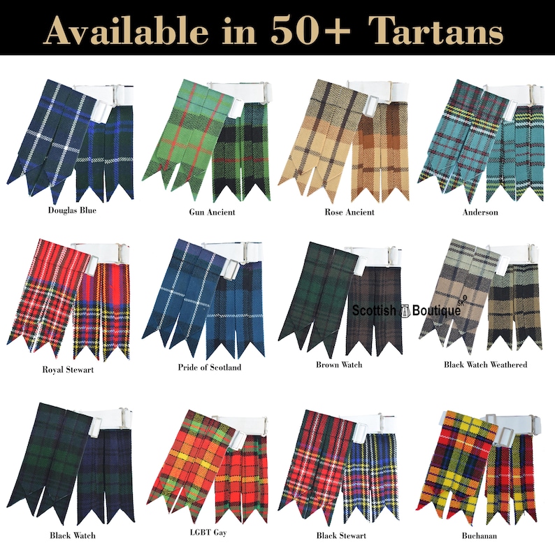 Scottish Tartan Kilt Flashes Hose Socks Tartan Flashes Available in 50+ Tartans - Etsy
