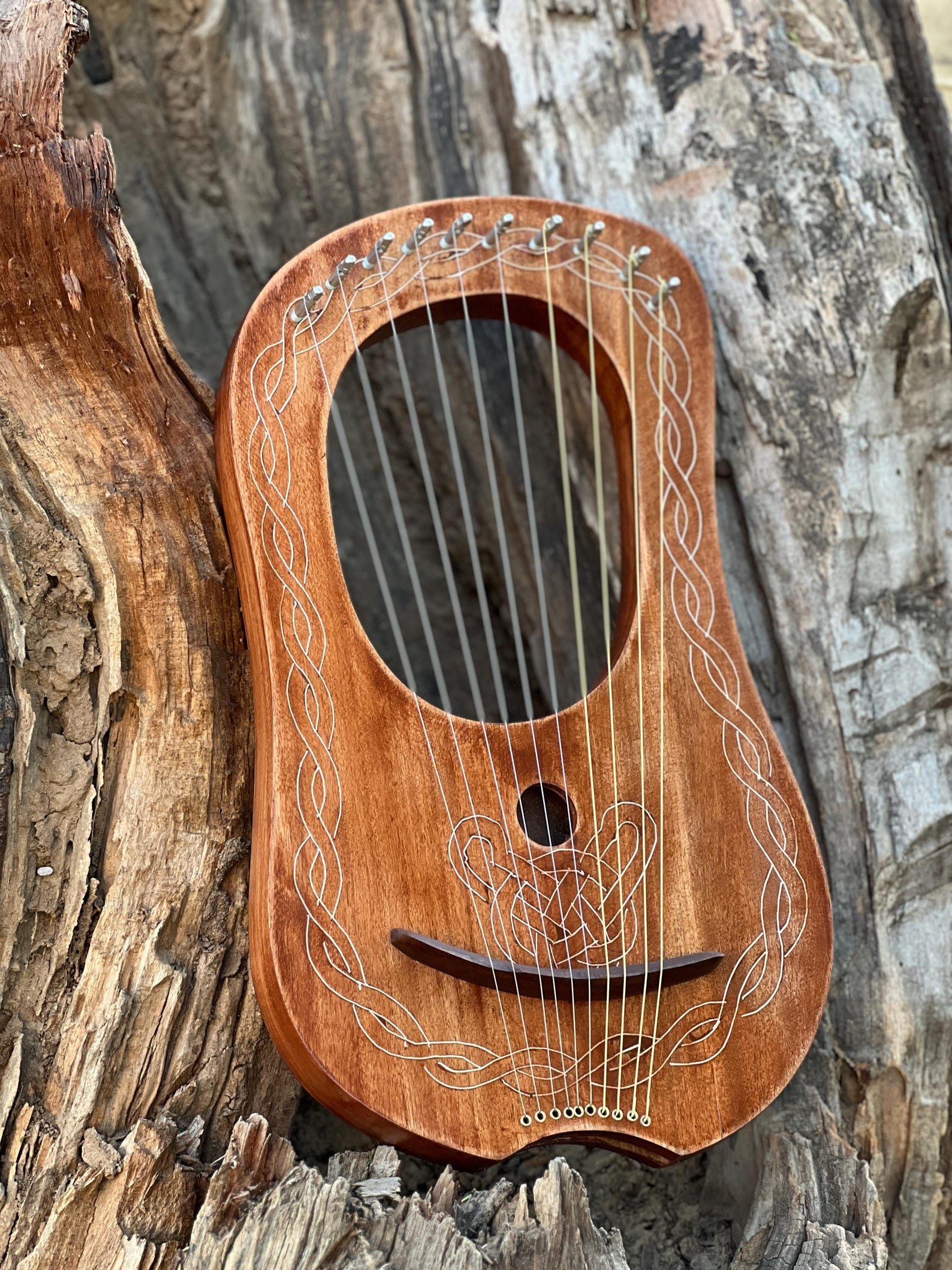 Rosewood Lyre Harp 10 Strings Piping Design Lyre Harp With Free Strings ...