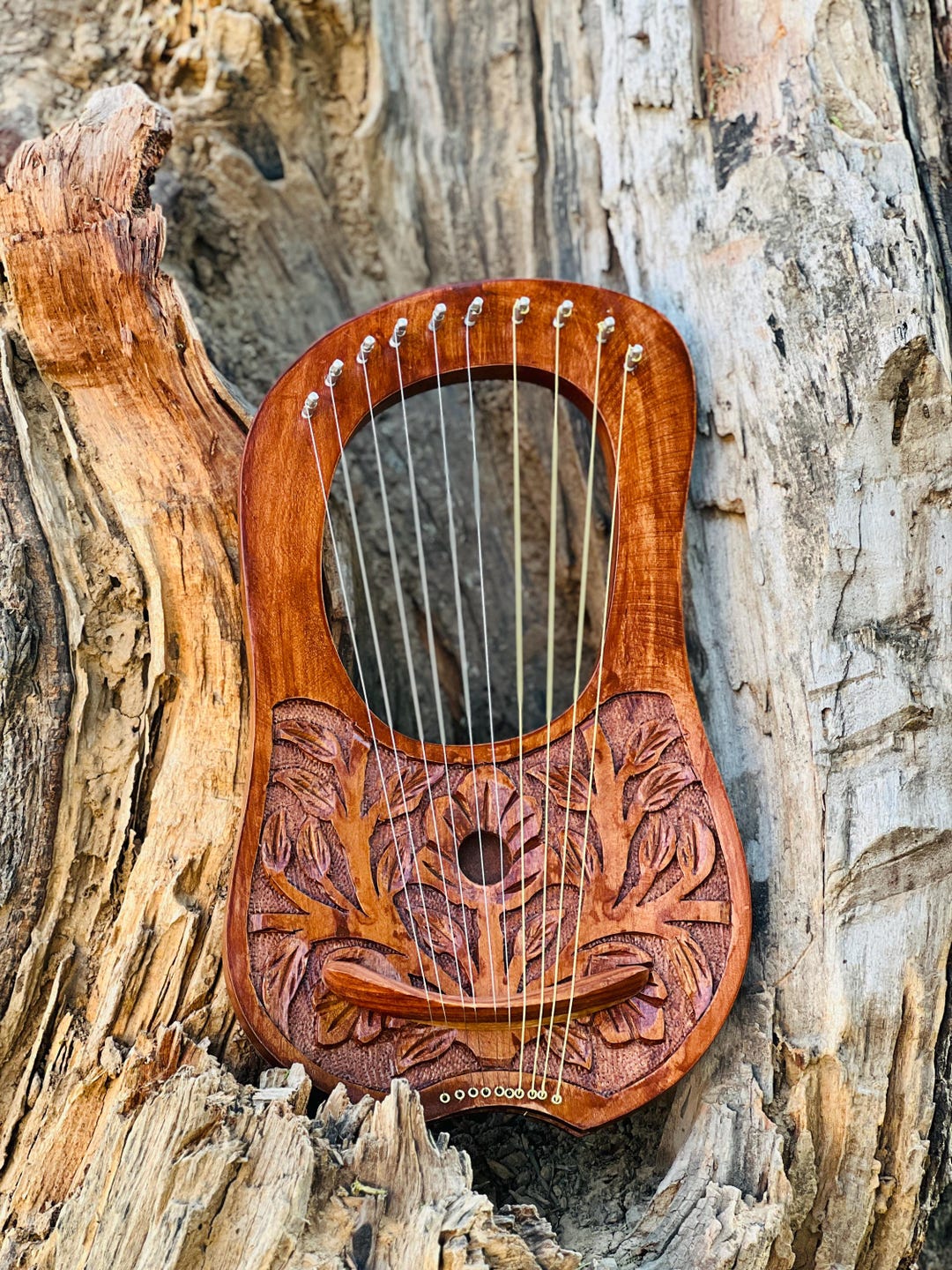 Rosewood New Flower Lyre Harp 10 Strings Lyre Harp With Free Strings ...