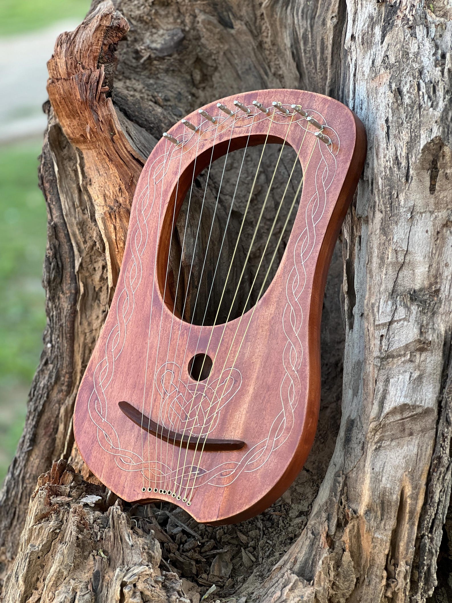 Rosewood Lyre Harp 10 Strings Piping Design Lyre Harp With Free Strings ...