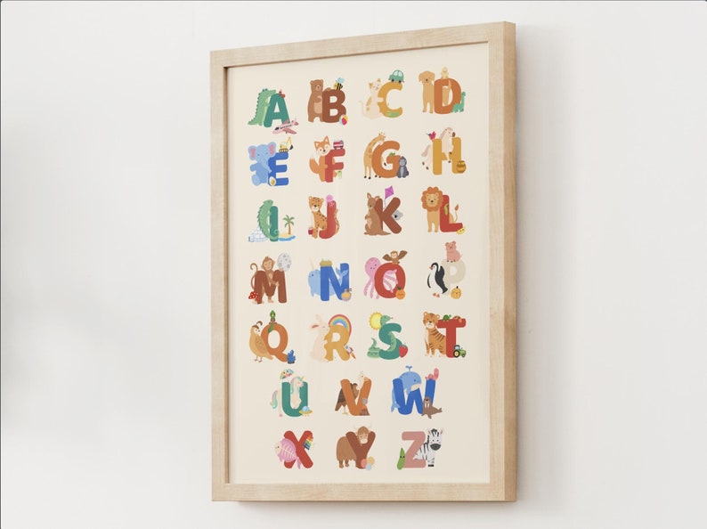 Animal Alphabet Digital Poster – 18x24" Printable Wall Art - Etsy