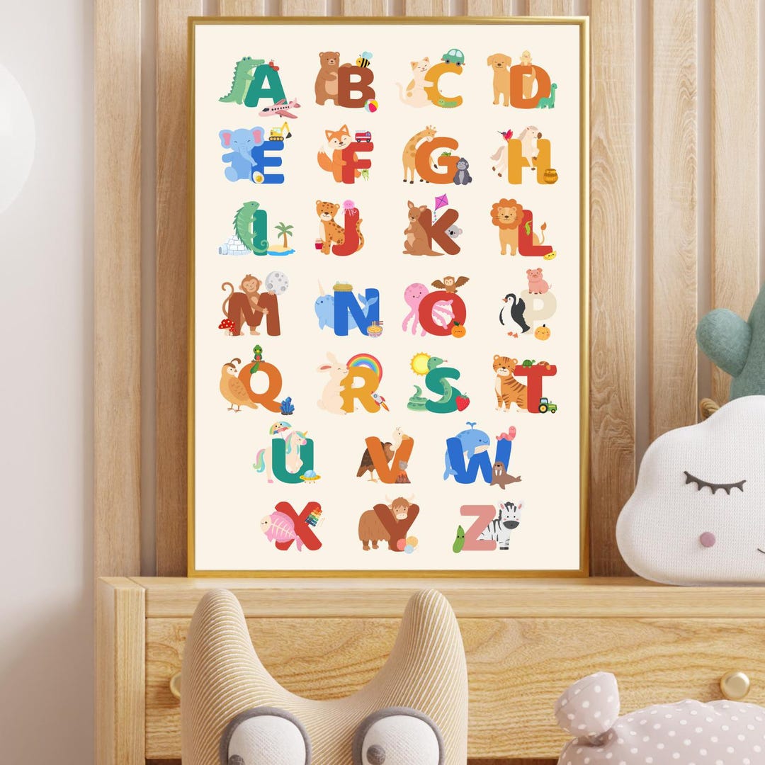 Animal Alphabet Digital Poster – 18x24" Printable Wall Art - Etsy