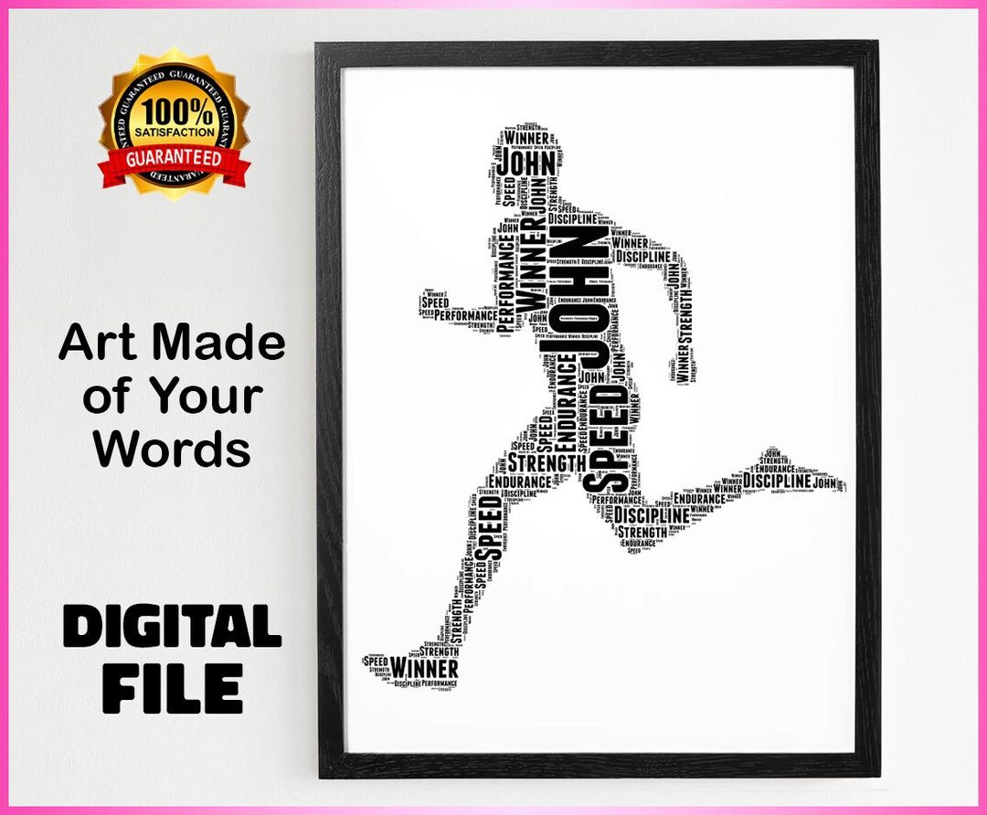 Personalized Runner Word Art | Custom Running Poster Print | Marathon ...
