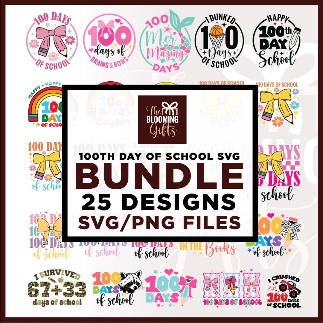 100th Day of School SVG Bundle, 100 Days Smarter SVG, Cricut ...
