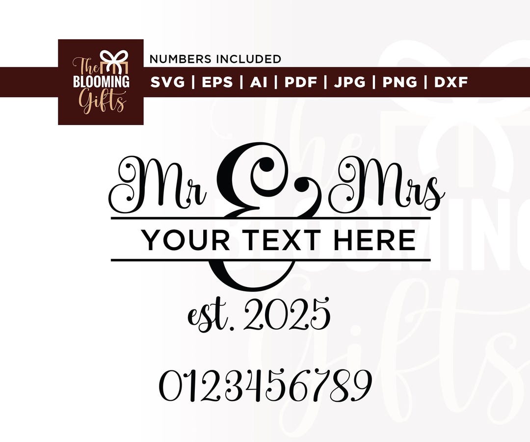 Mr and Mrs Svg, Spilt Monogram Svg, Last Name Sign Svg, Cricut ...