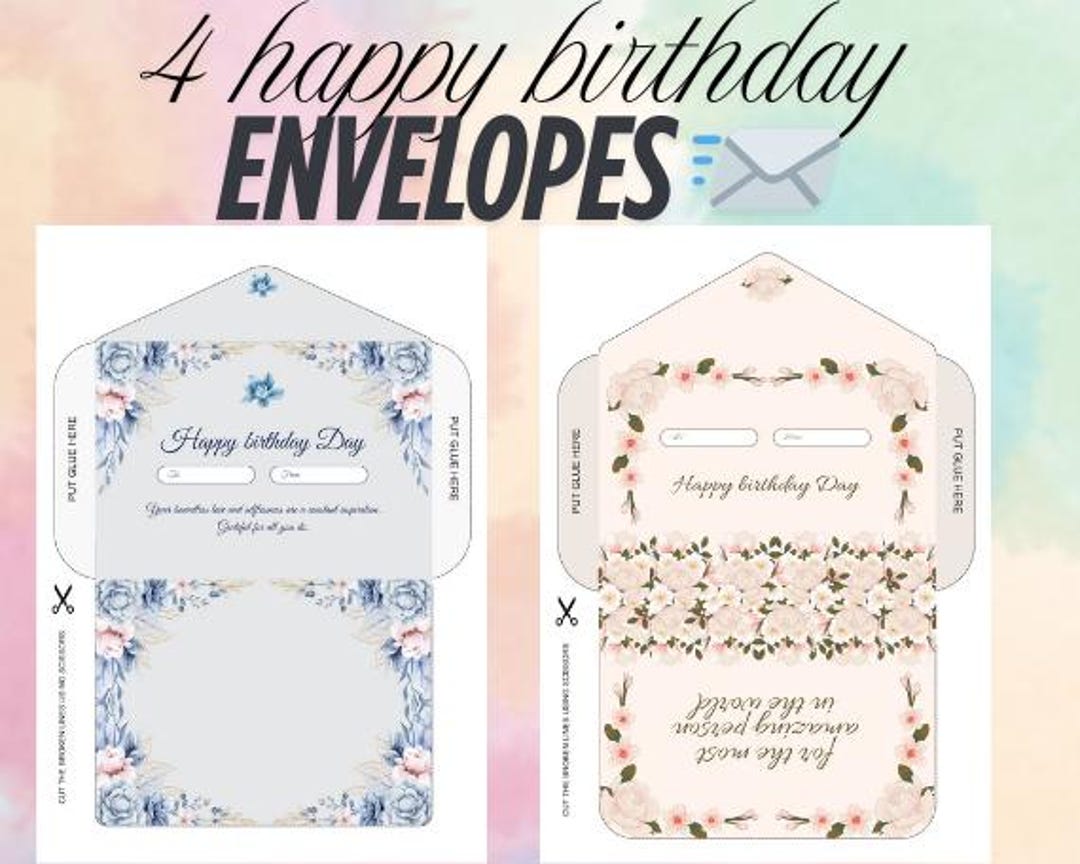 Happy Birthday Greeting Envelope 4 Envelopes for Happy Birthday - Etsy