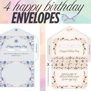 Happy Birthday Greeting Envelope 4 Envelopes for Happy Birthday - Etsy