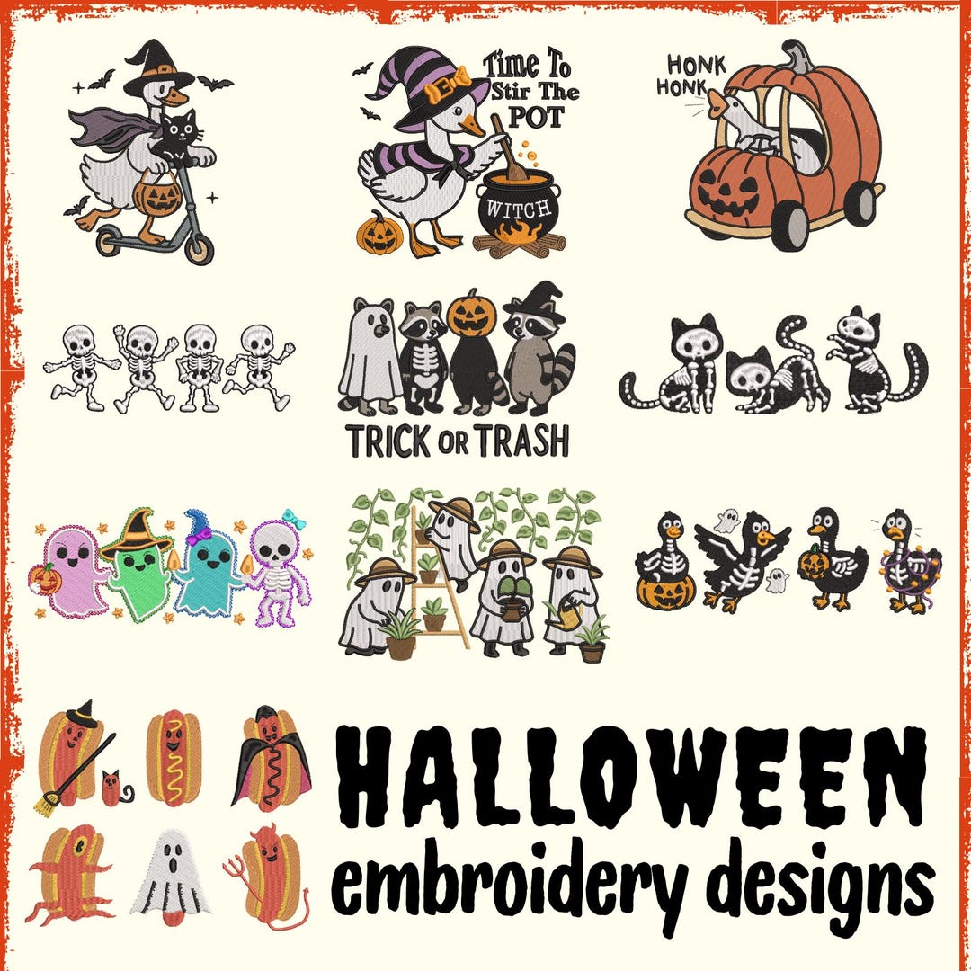 Halloween Bundle Machine Embroidery Files, Spooky Season Embroidery ...
