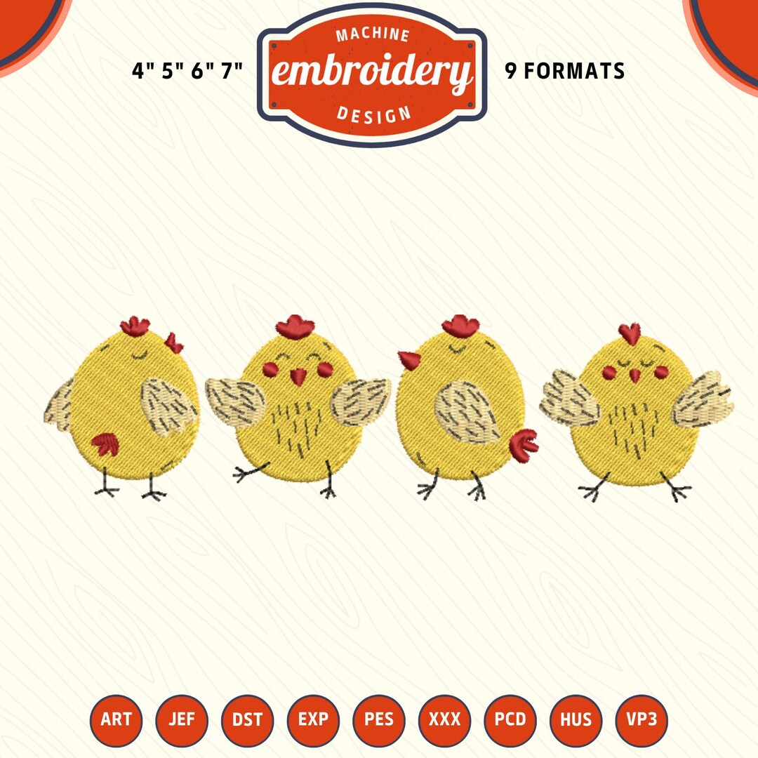 Cute Chicken Machine Embroidery File, Funny Animals Embroidery Design ...