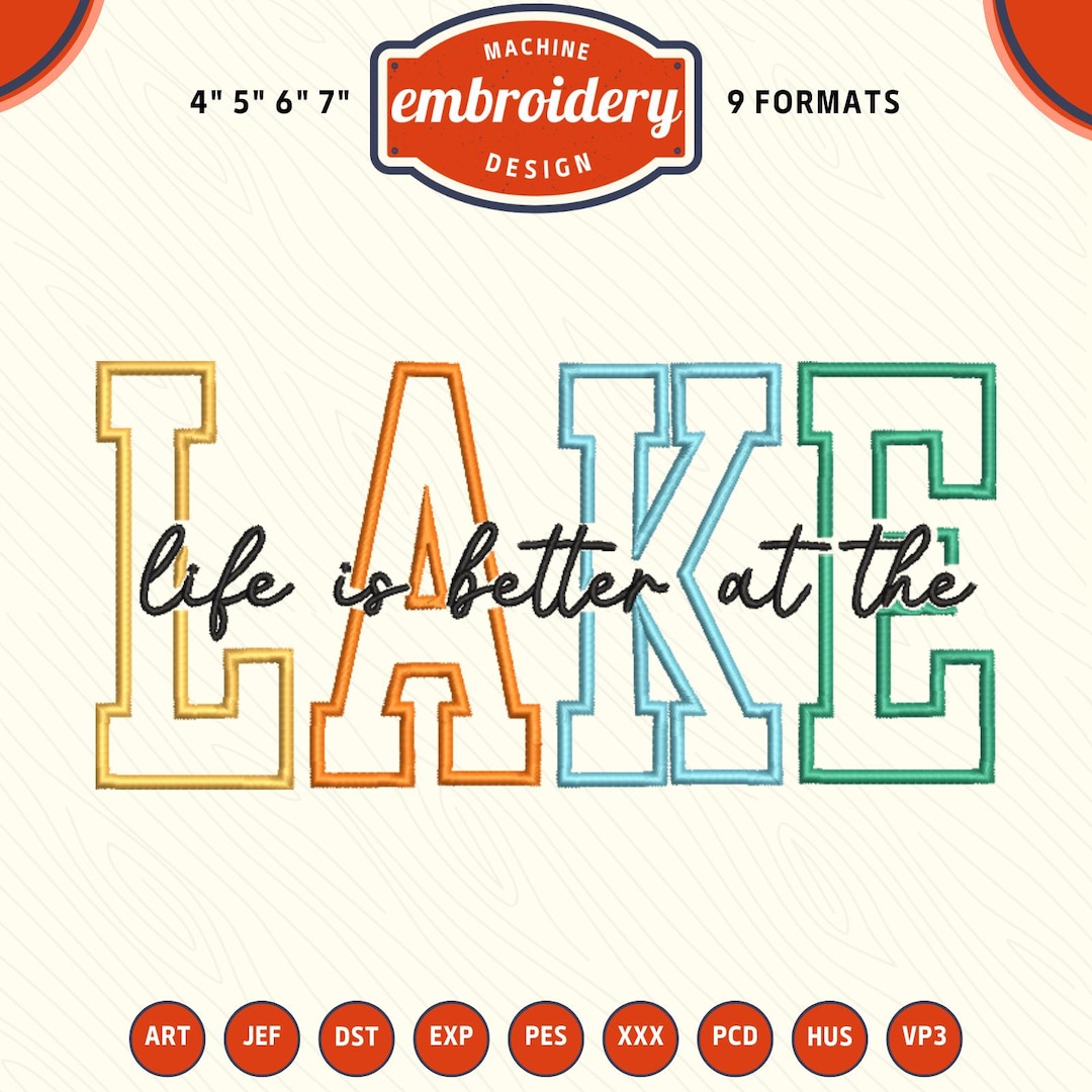 Life is Better at the Lake Embroidery Designs, Summer Vibes Embroidery ...