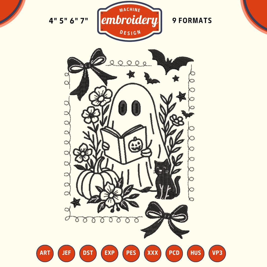 Spooky Reader Machine Embroidery Files, Halloween Embroidery Designs ...