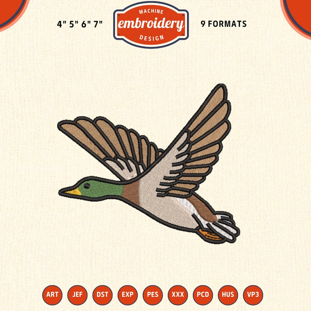 Flying Duck Embroidery Design, DST PES File (digital Files) - Etsy