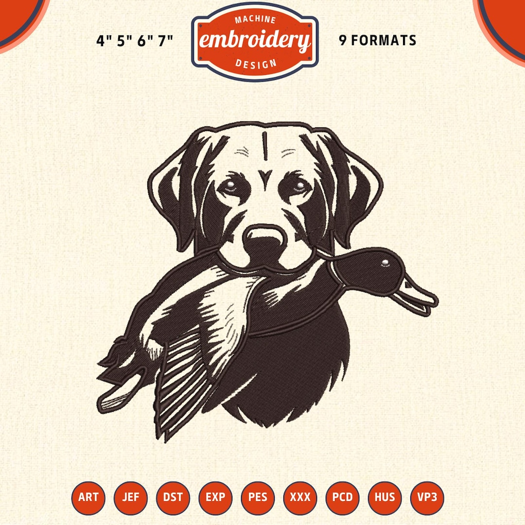 Hunting Dog With Flying Duck Embroidery Design, DST PES File for ...