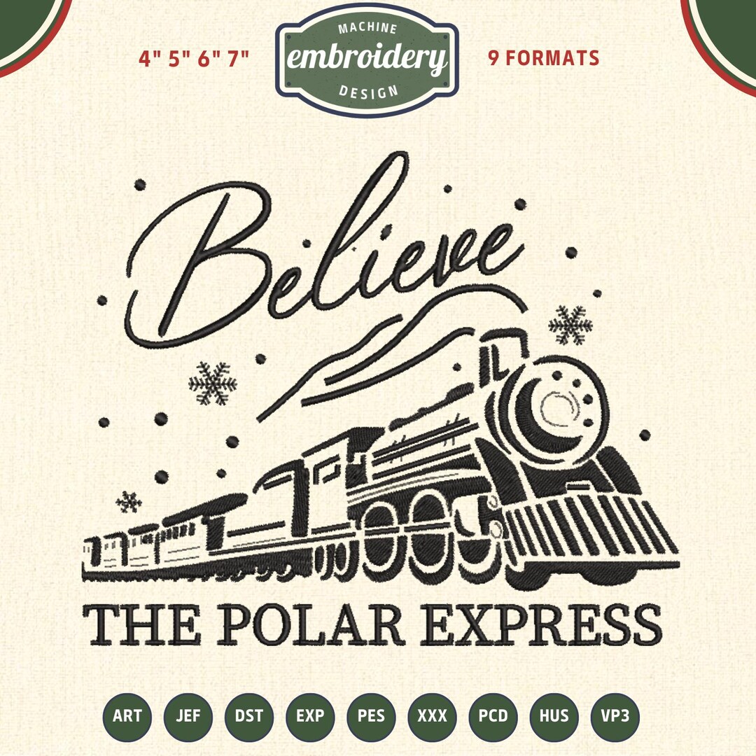 Polar Express Embroidery Design: Christmas Machine Embroidery Files ...