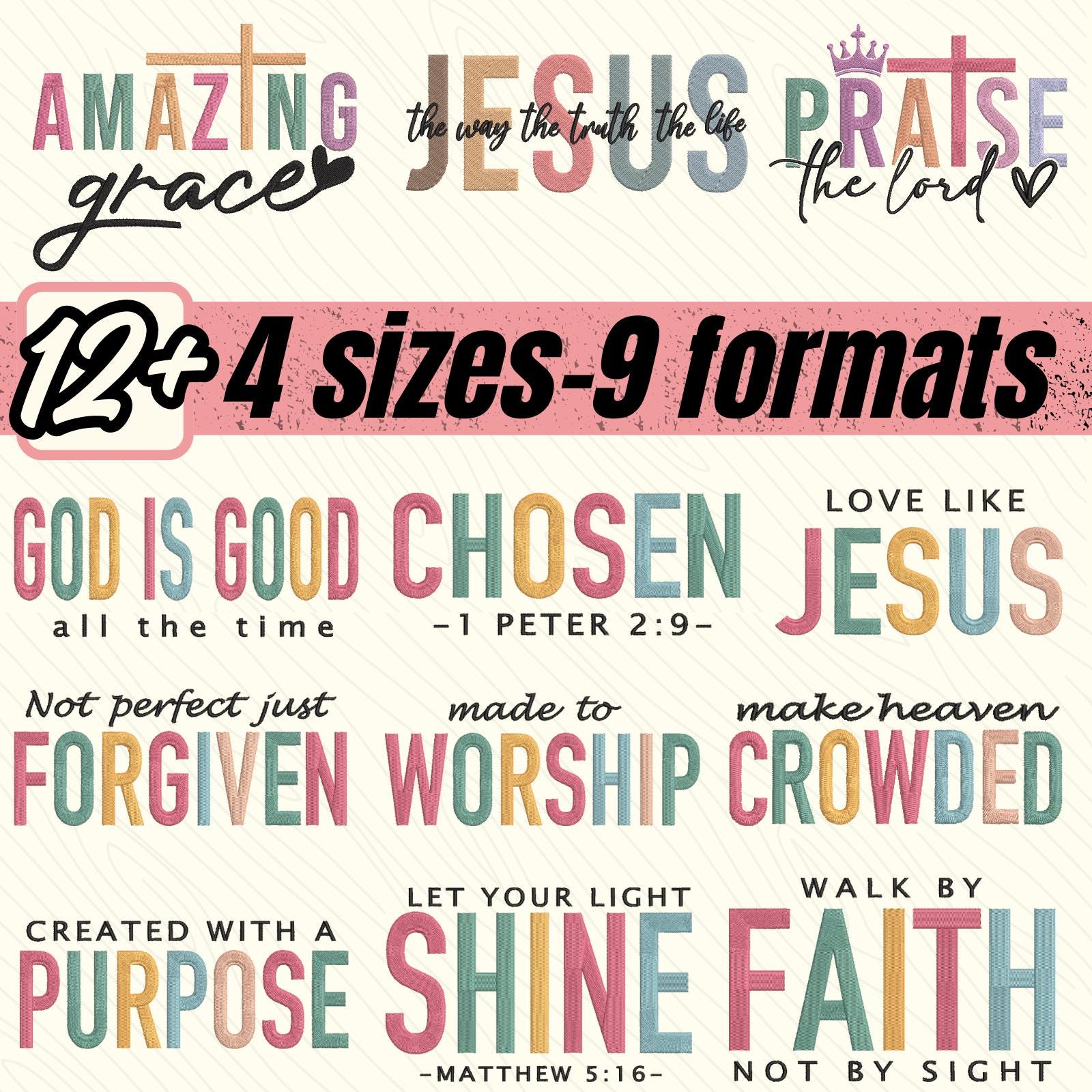 12 Bible Verse Embroidery Designs, Christian Embroidery Design ...