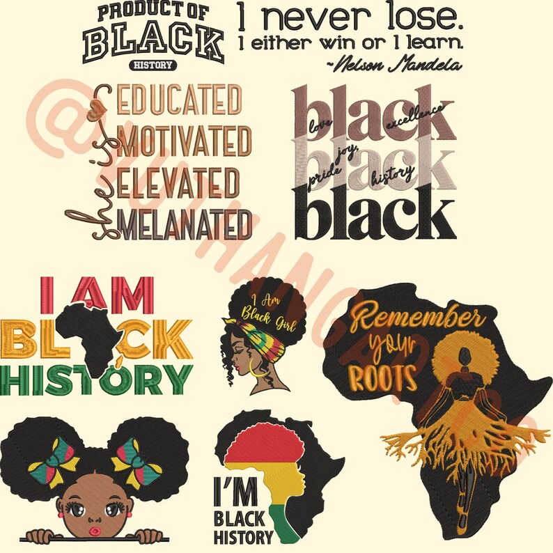 9 Black History Embroidery Design, Melanin Queen Digital Files, PES 4x4 ...