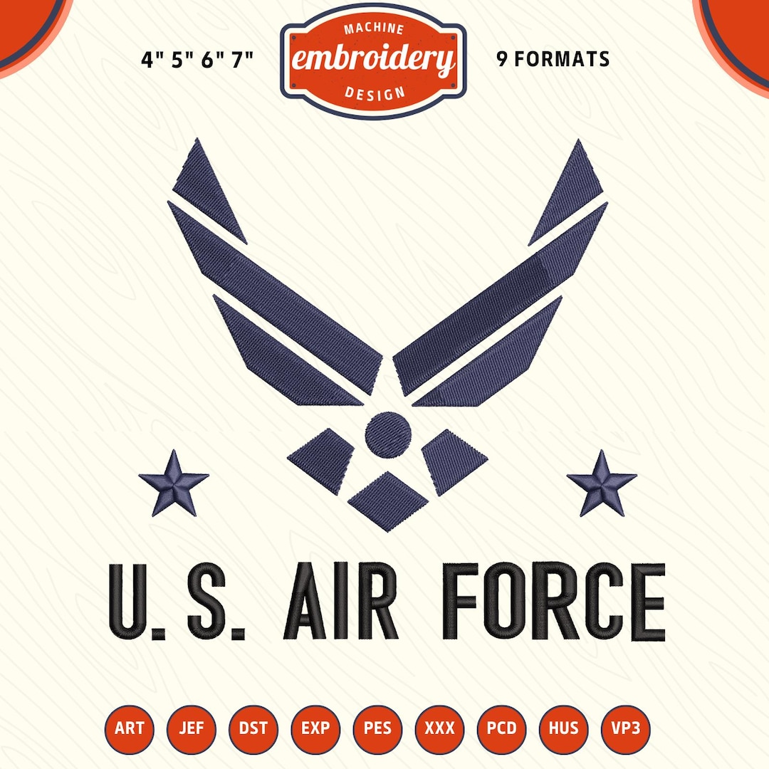 US Air Force Embroidery File, Military Pattern Embroidery Design, DST ...