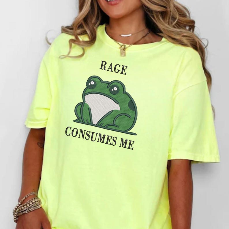 Rage Consumes Me Machine Embroidery File, Funny Frog Embroidery Design ...