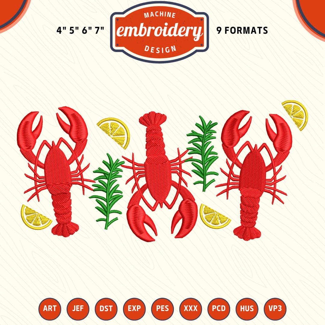 Crawfish Season Embroidery Designs, Summer Fruits Embroidery Design ...