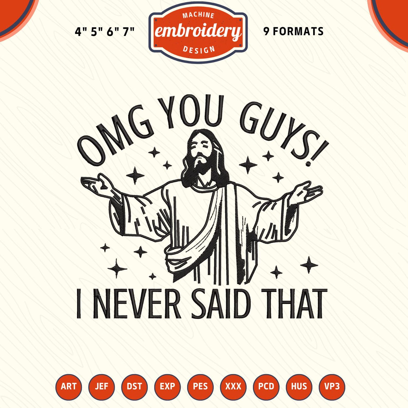 Funny Jesus Embroidery Design, "i Never Said That" (DST, PES File) - Etsy