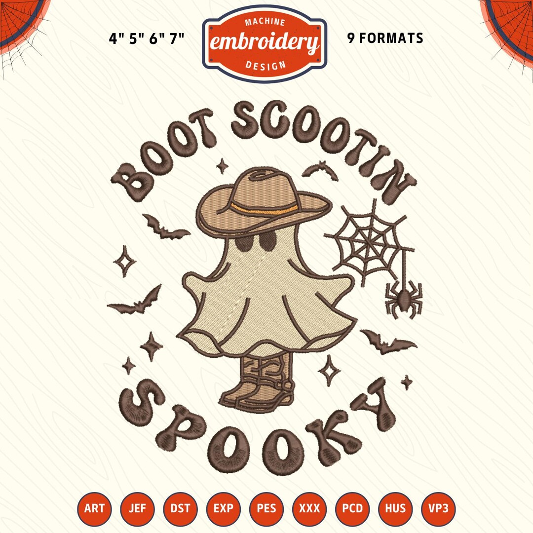 Boot Scootin Spooky Boo Machine Embroidery Files, Fall Embroidery ...
