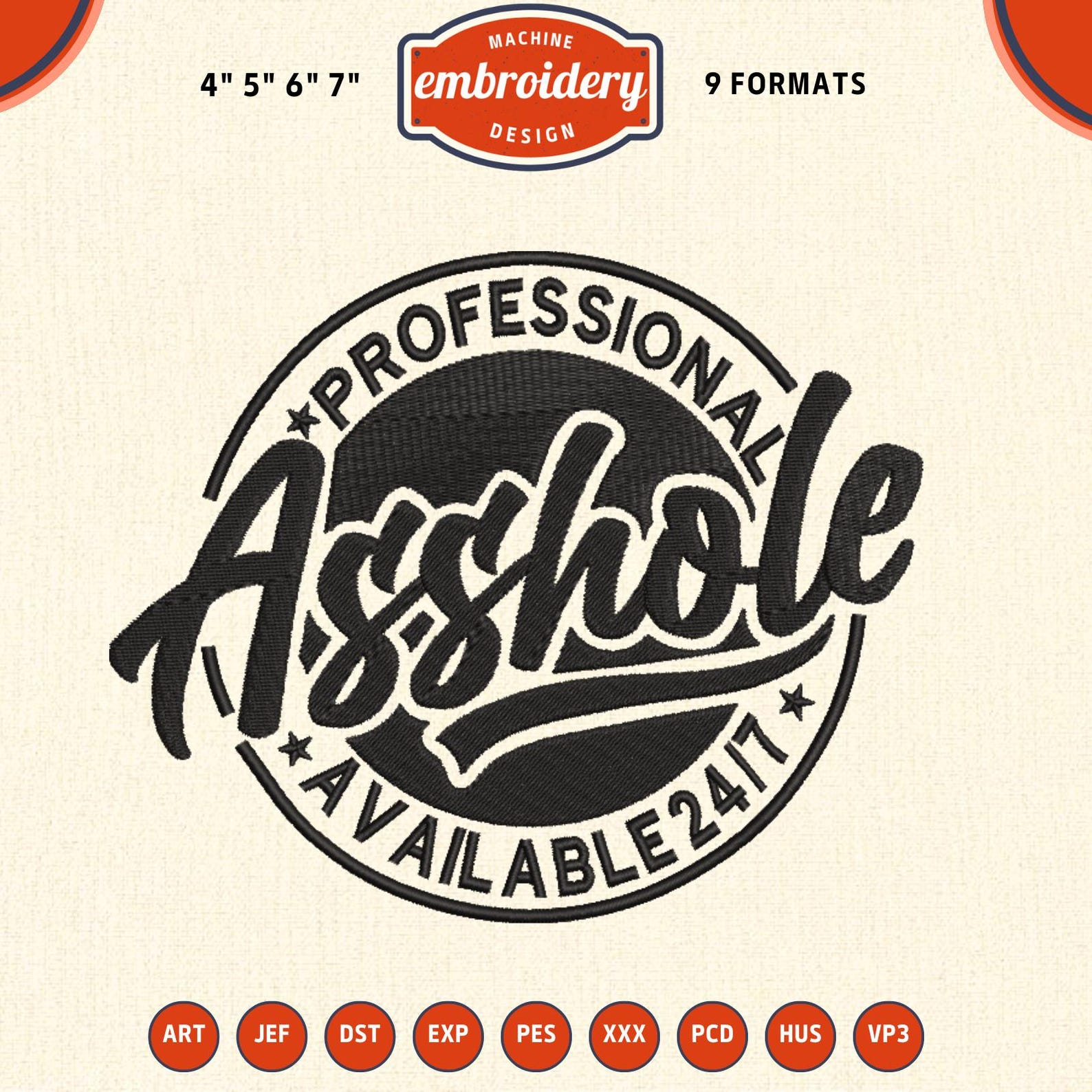 Professional As*hole Machine Embroidery Designs, Retro Digital Files ...