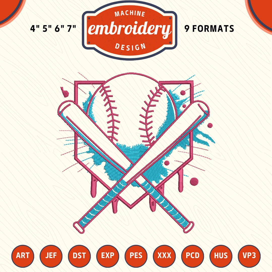 Baseball Drip Embroidery Design, Trendy Machine File (digital Download ...