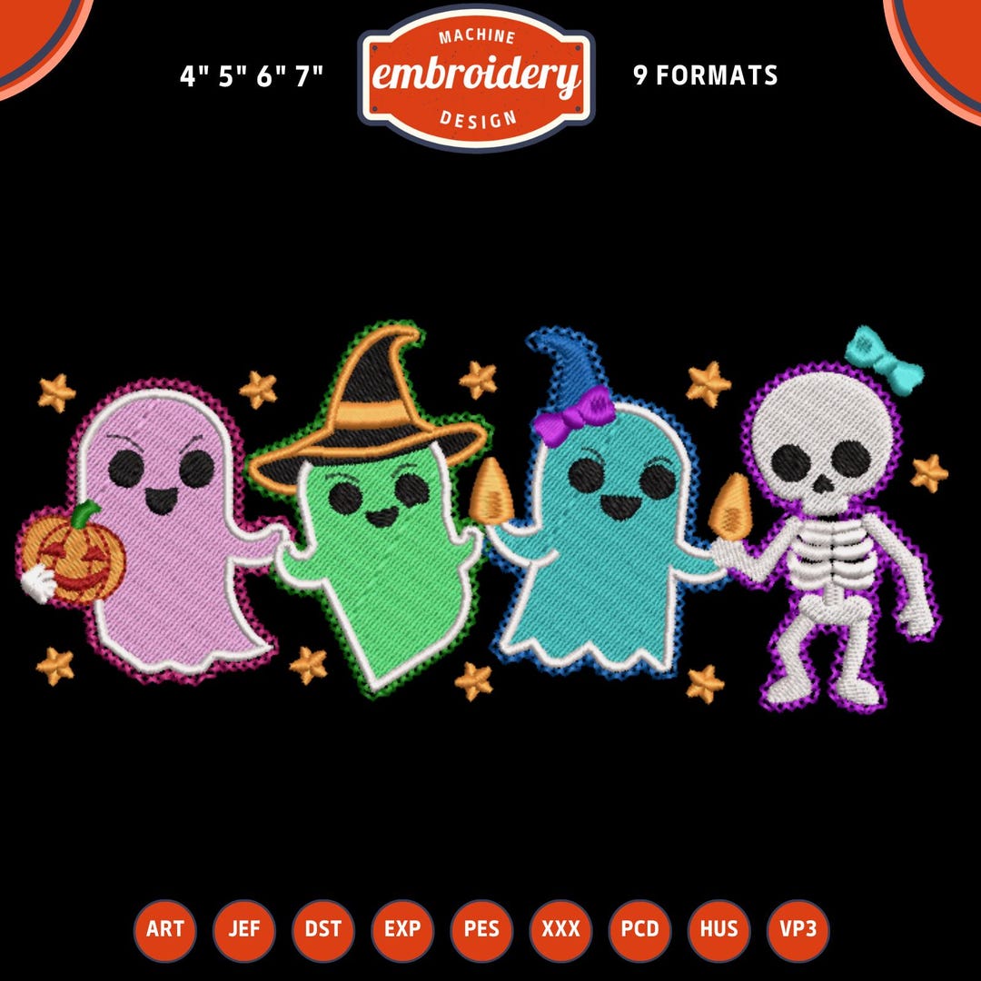 Dancing Ghosts Machine Embroidery Designs: Halloween Applique (4x4 Hoop ...