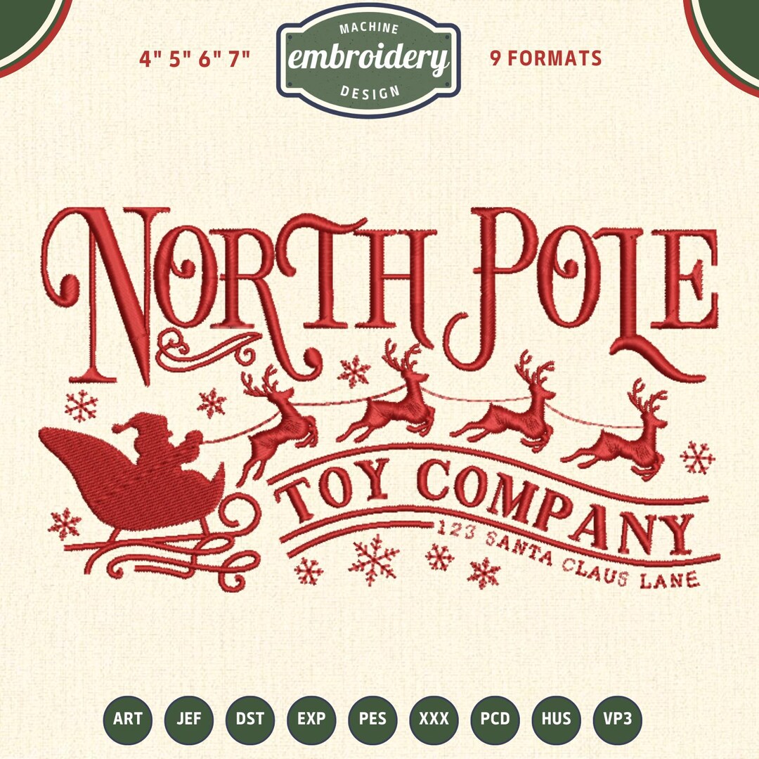 North Pole Toy Company Embroidery Design, Christmas Machine Embroidery ...