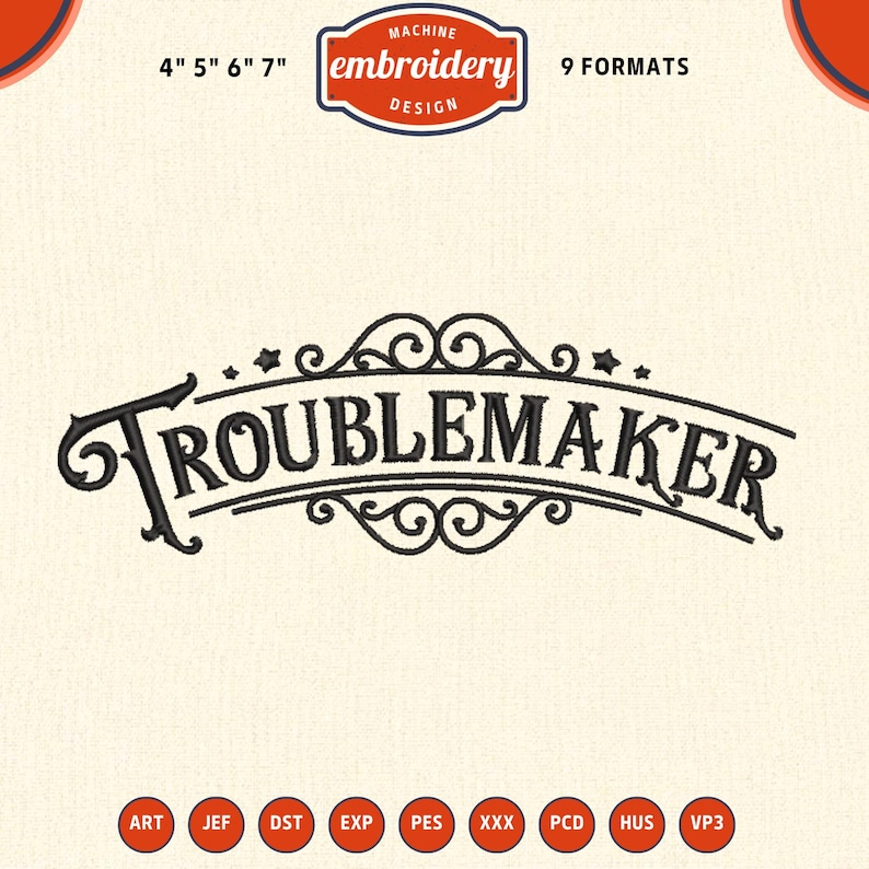 Troublemaker Machine Embroidery Designs, Funny Digital Files, Instant ...