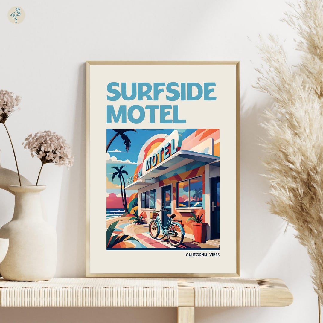 Surfside Motel – Retro Beach Motel Wall Art • California Printable ...