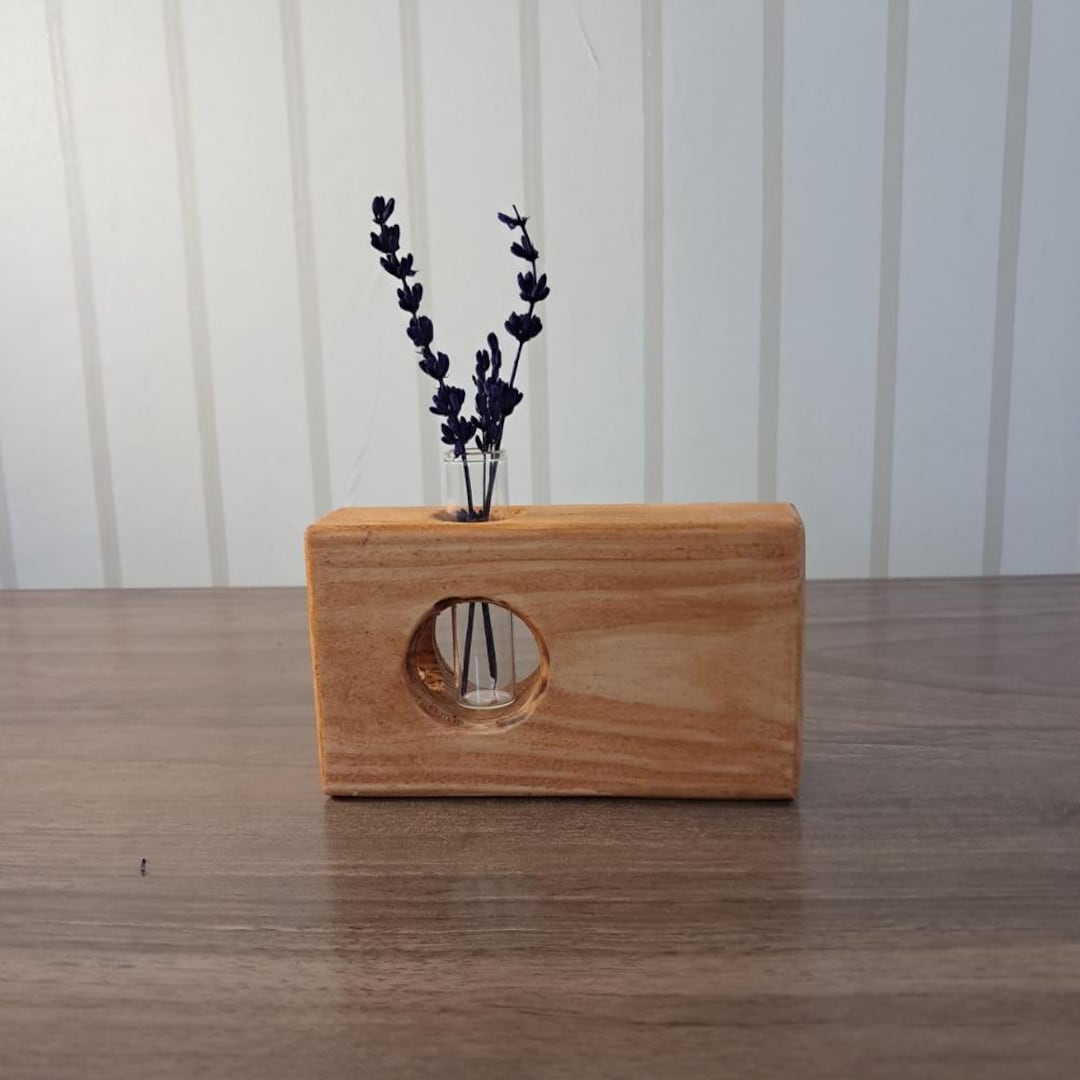 Handmade Pine Wood Vase | Rustic Flower & Tealight Holder - Etsy
