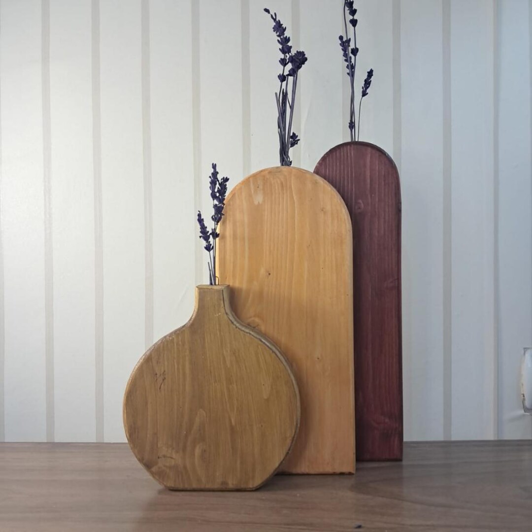 Handmade Pine Wood Vase Set | Rustic Arch & Round Bud Vases - Etsy