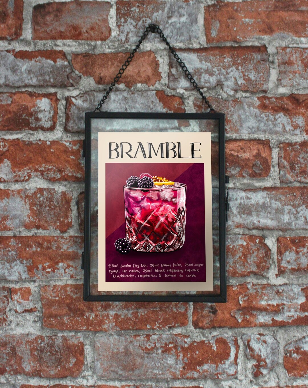 Bramble Retro Cocktail Poster, Home Bar Wall Art, Cocktail Art Print - Etsy