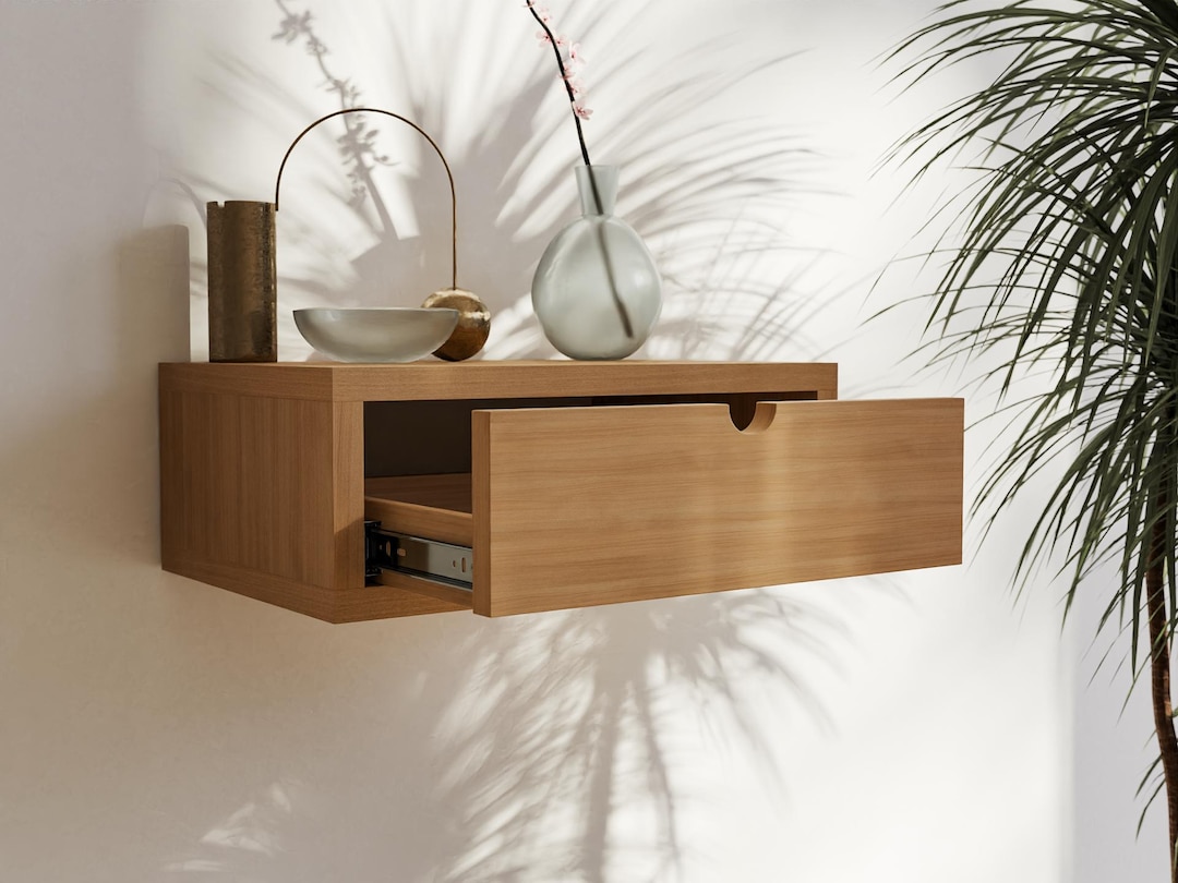 Floating Nightstand Table – Mito, Solid Oak Wood - Etsy