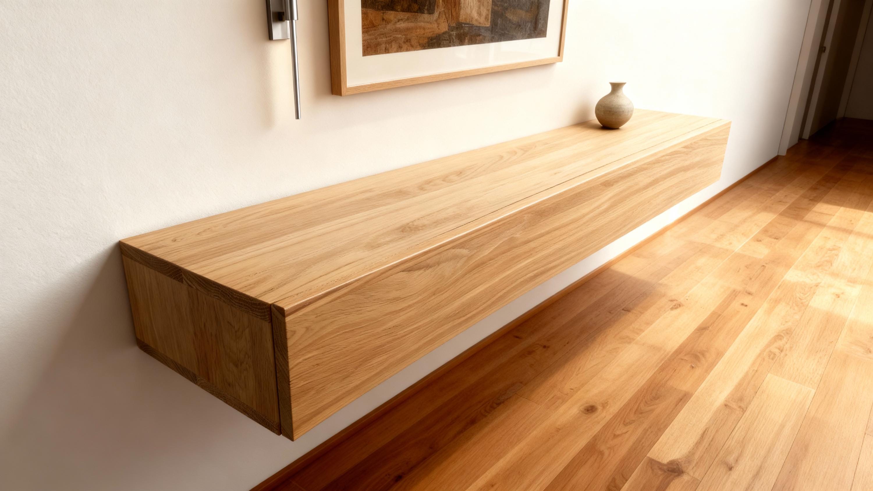 Floating Console Table – Kioto Solid Oak Wood - Etsy