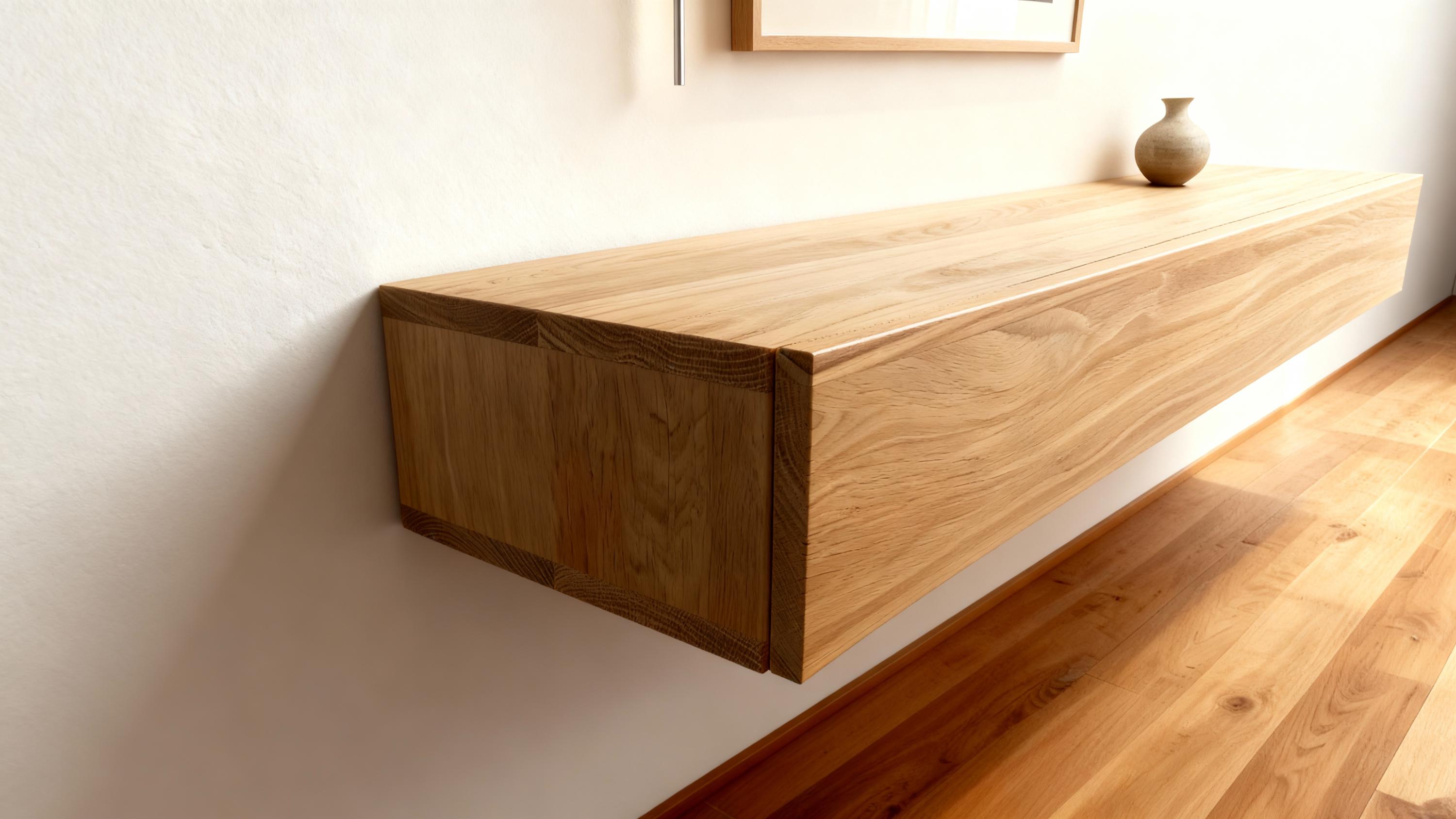 Floating Console Table – Kioto Solid Oak Wood - Etsy