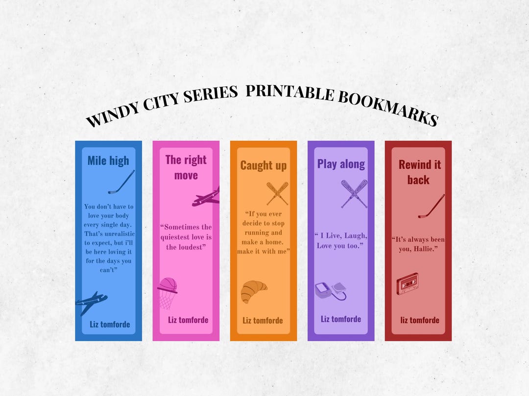 Windy City Bookmark/ Liz Tomforde/ Bookish Gifts/ Printable Bookmarks ...