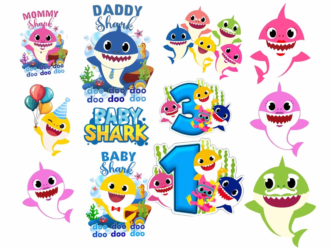 Baby Shark PNG Bundle | Shark Family Clipart | Mommy Daddy Baby Shark ...