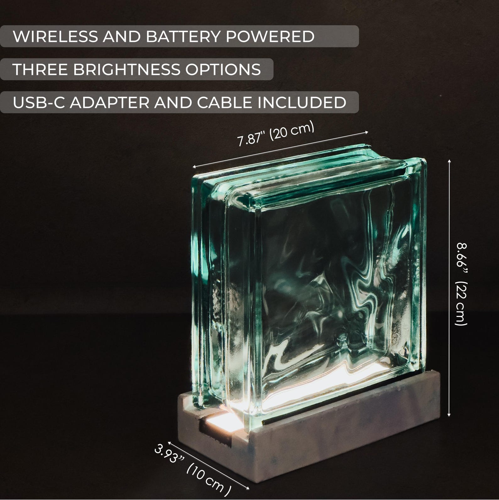 Orange Glass Block LED Lamp | LED Night Light | Handmade Desk Lamp - Etsy