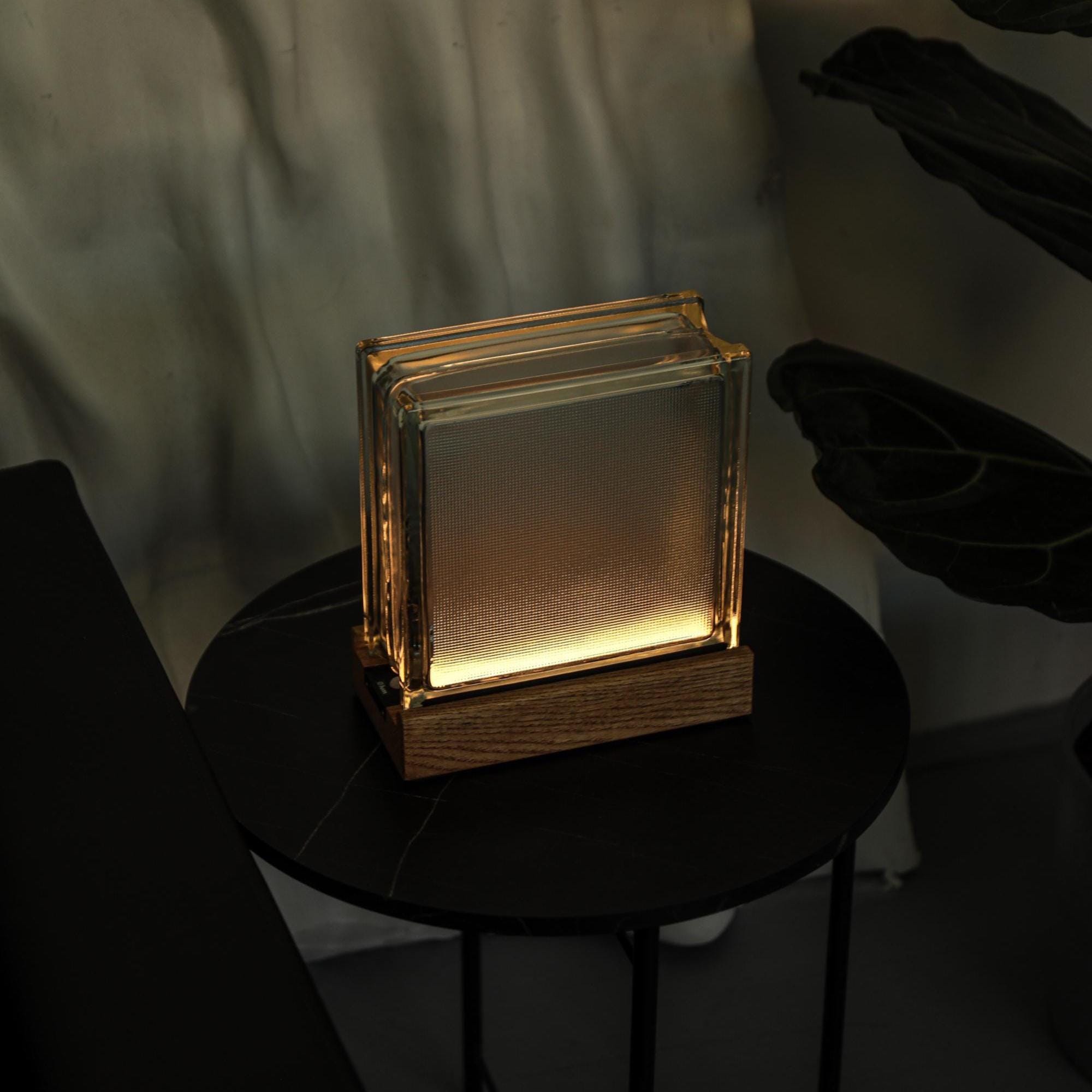Modern Glass Lamp – Motion-activated Table Lamp With Teak-stained Alder ...