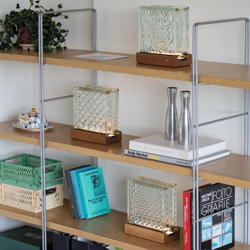 Modern Glass Lamp – Motion-activated Table Lamp With Teak-stained Alder ...