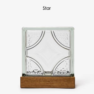 Handmade Glass Block Lamp: Teak Wood Base, Motion Sensor Table Light - Etsy