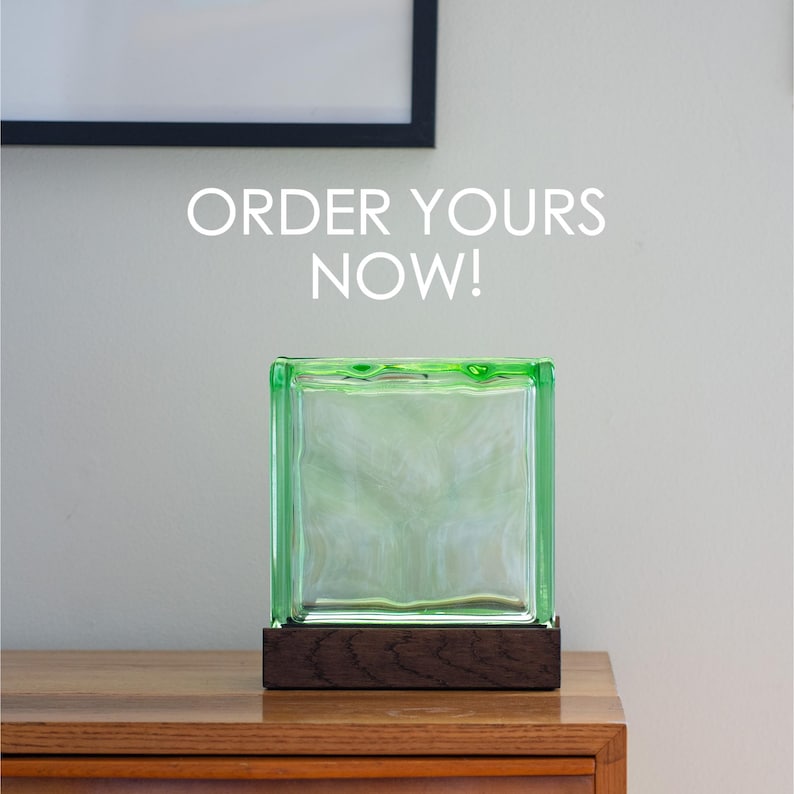 Glass Block Lamp – Art Deco Table Light With Motion Sensor, Handmade ...