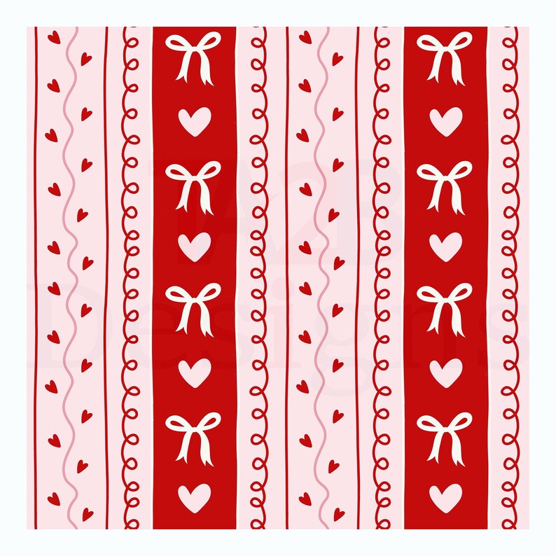 Coquette Valentine Hearts Seamless Pattern (JPG) - Etsy