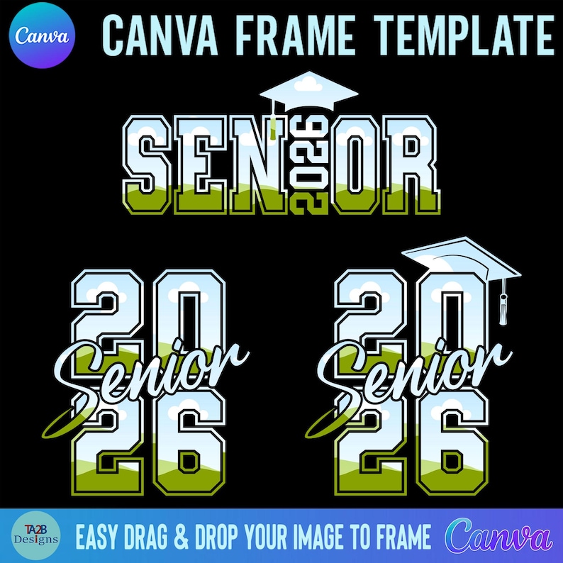 Senior 2026 Canva Frame Template, 2026 Senior Canva Template, Photo ...