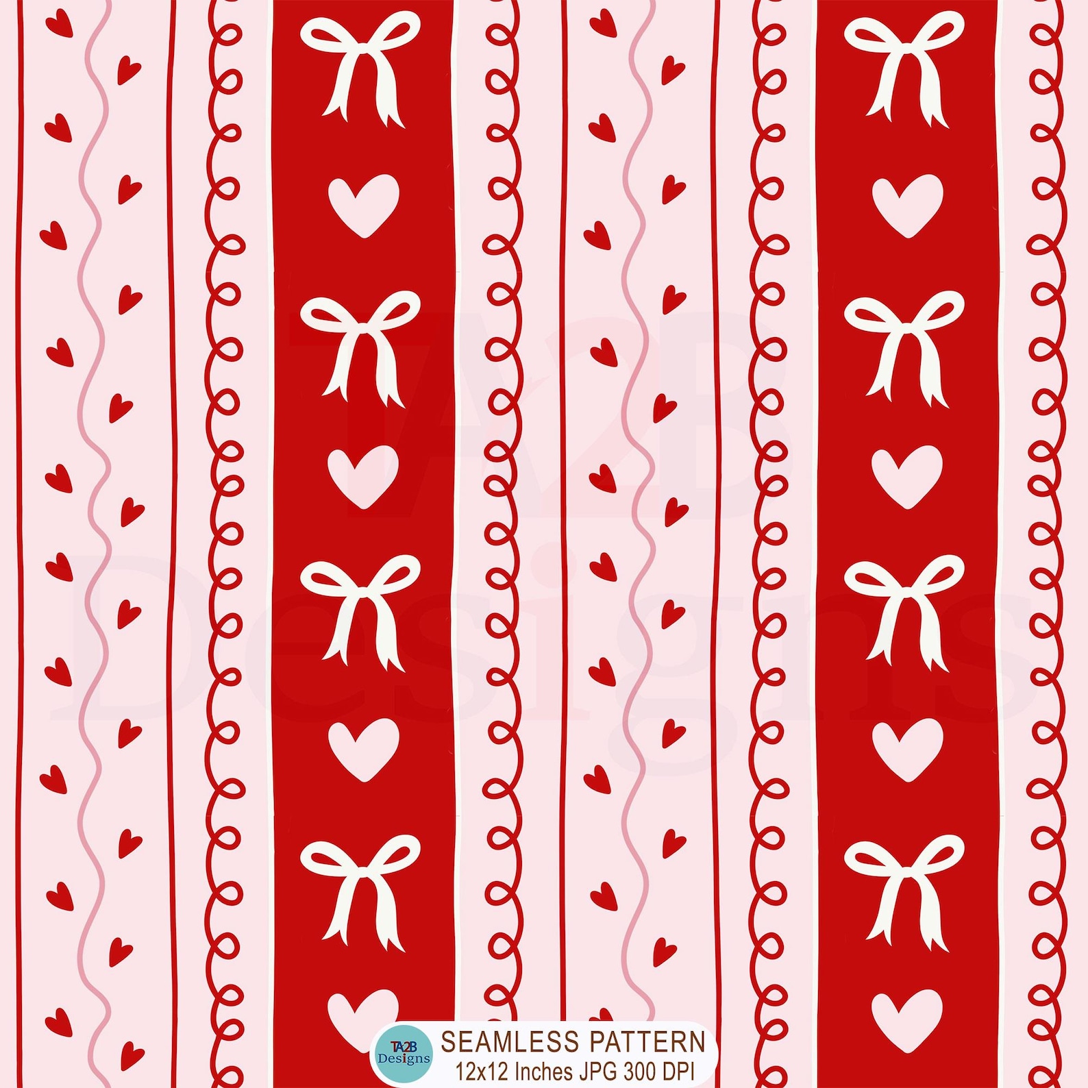 Coquette Valentine Hearts Seamless Pattern (JPG) - Etsy