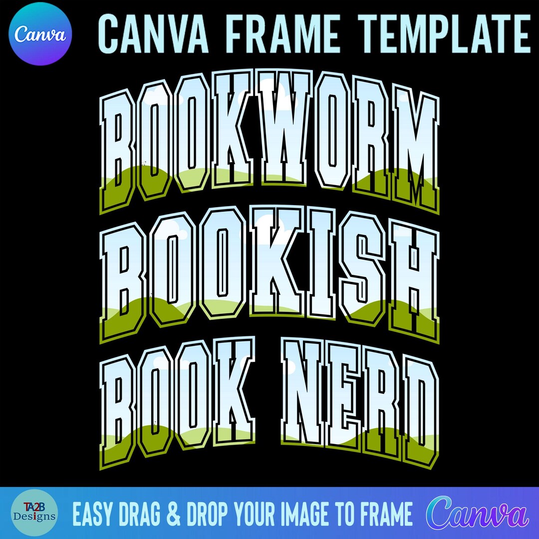 Bookworm Canva Frame Template, Varsity Letters (digital Download) - Etsy