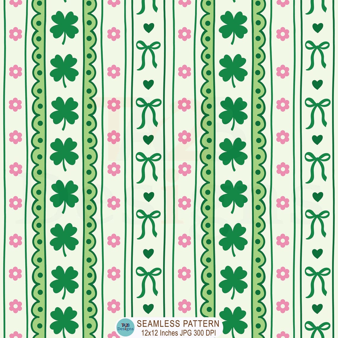 St Patrick's Day Seamless Pattern, Coquette St Patricks Day Stripes ...